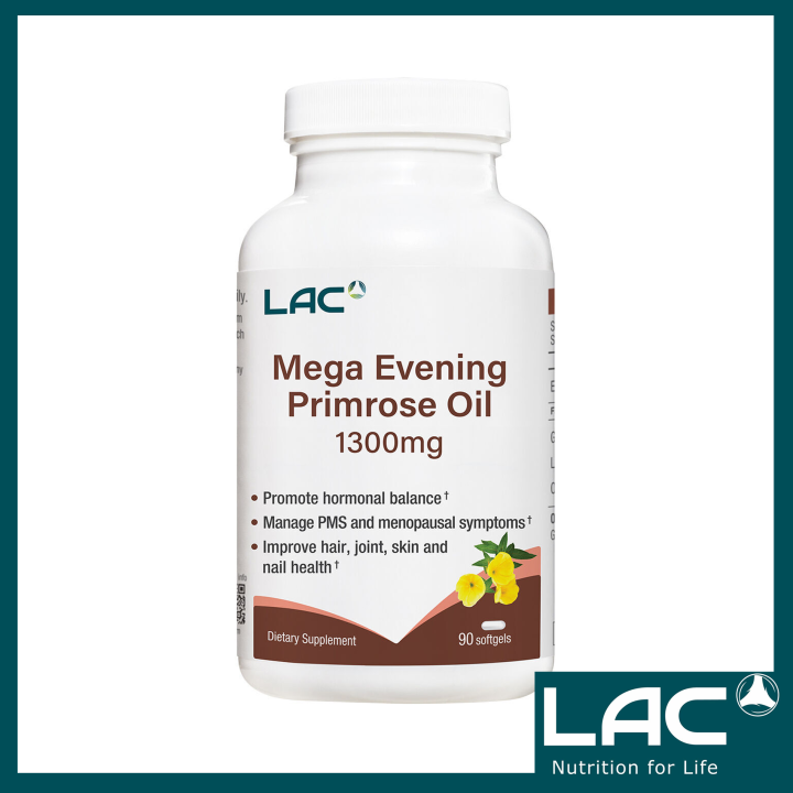 LAC Mega Evening Primrose Oil 1300mg 90SG (best by: September 2025 ...