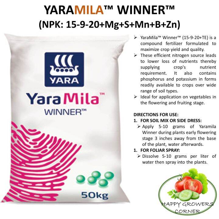 YaraMila™ Winner™ (15-9-20+TE) Premium Fertilizer | Lazada PH