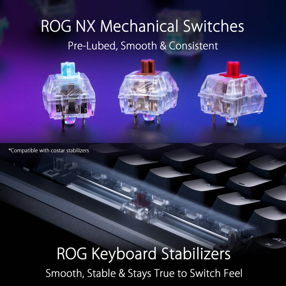 ASUS ROG Azoth Gaming Custom Keyboard คีย์บอร์ดเกมมิ่งไร้สาย มาพร้อม ...