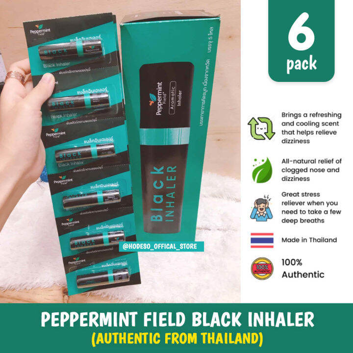 Peppermint Field Black Inhaler, Nasal Inhale, 2in1 (Pack of 6) - For ...