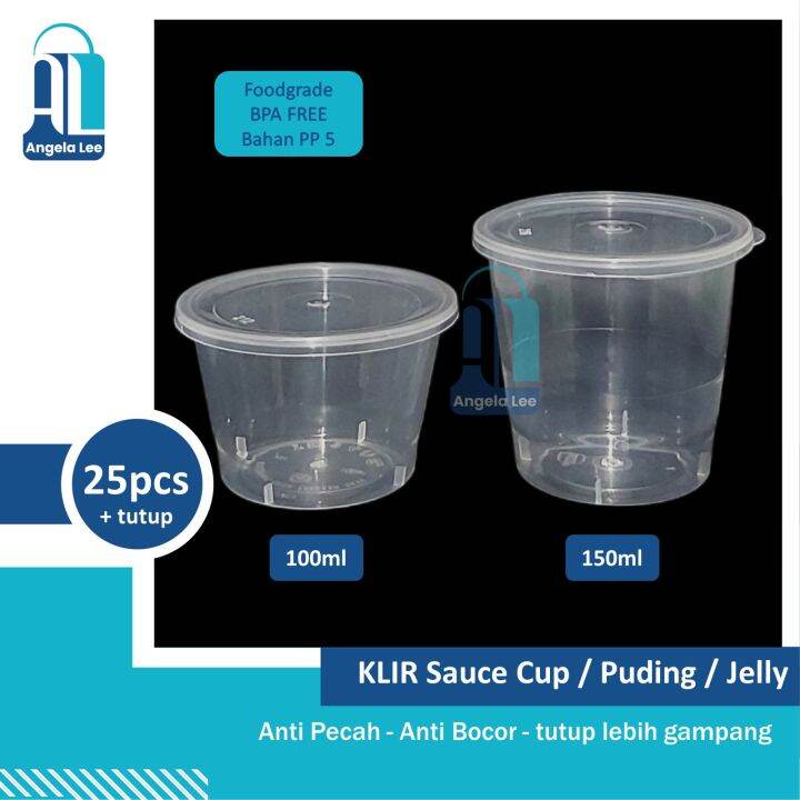 KLIR Thinwall Sauce Cup Puding Jelly Sambal Selai Puding Kacang 100ml 150ml isi 25 +tutup ...