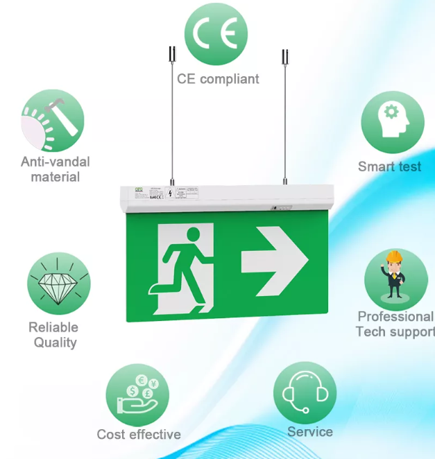 LED exit sign emergency light with recessed installationDOUBLE SURFACE ...