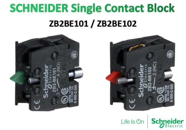 SCHNEIDER Single Contact Block for XAC-A 1NO / 1NC ZB2BE101 ZB2BE102 ...