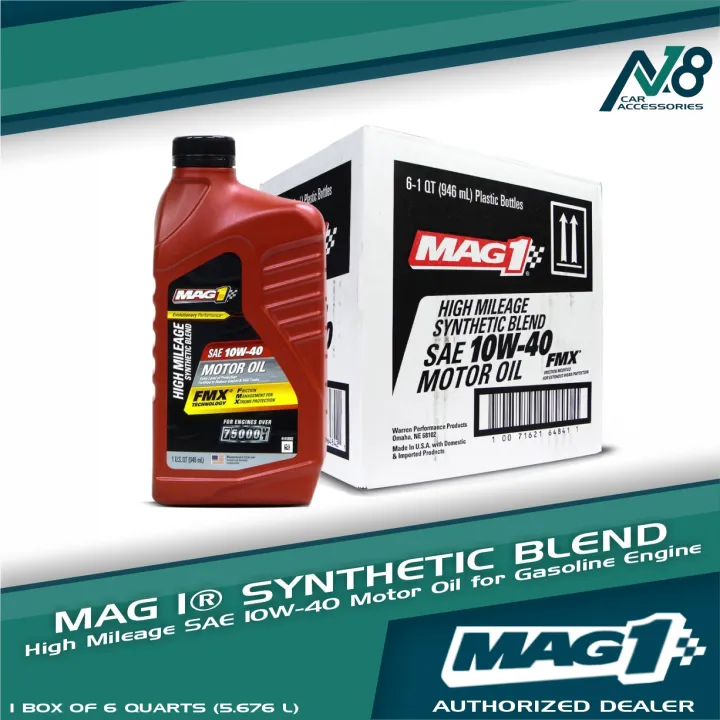 MAG 1 SAE 10W40 High Mileage FMX API SP Certified Synthetic Blend ...