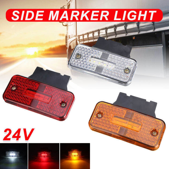 Red/White/ Amber/ 24V 4LED Truck Side Marker Lights Trailer Clearance ...
