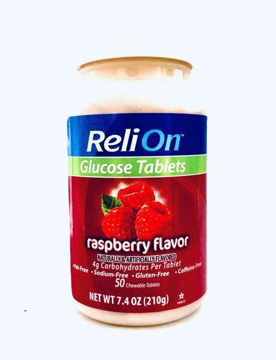 SALE! Relion Glucose Tablets RASPBERRY FLAVOR 50 Chewable tablets 7.4 ...