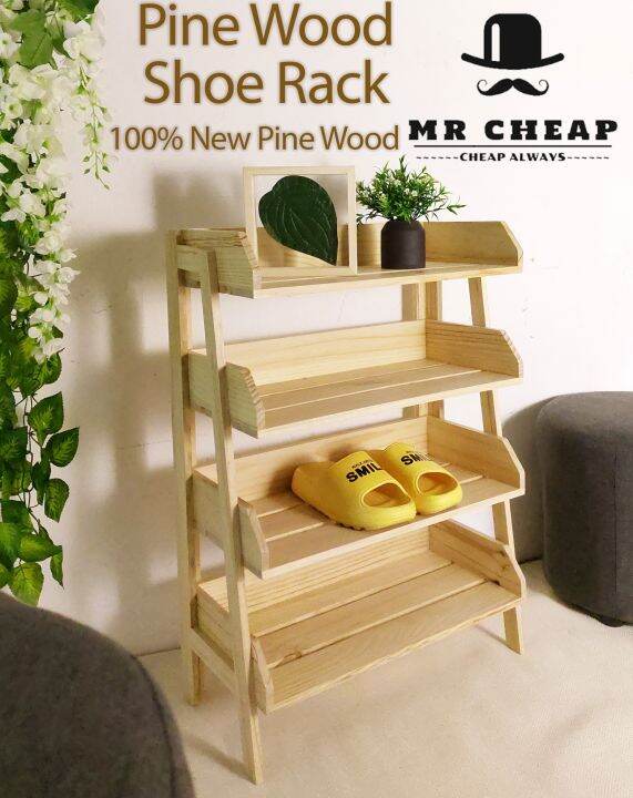 (New)100% New Pine Wood Shoe Rack / Rak Kasut Kayu Pine Wood | Lazada