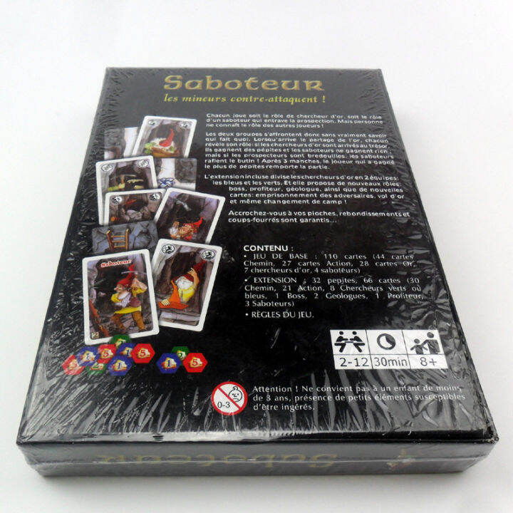 Saboteur 1 2 card game with english instruction board games dwarf miner ...