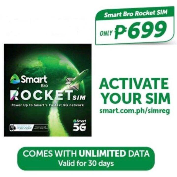 Smart Bro ROCKET SIM UNLI DATA for 30 days | Lazada PH