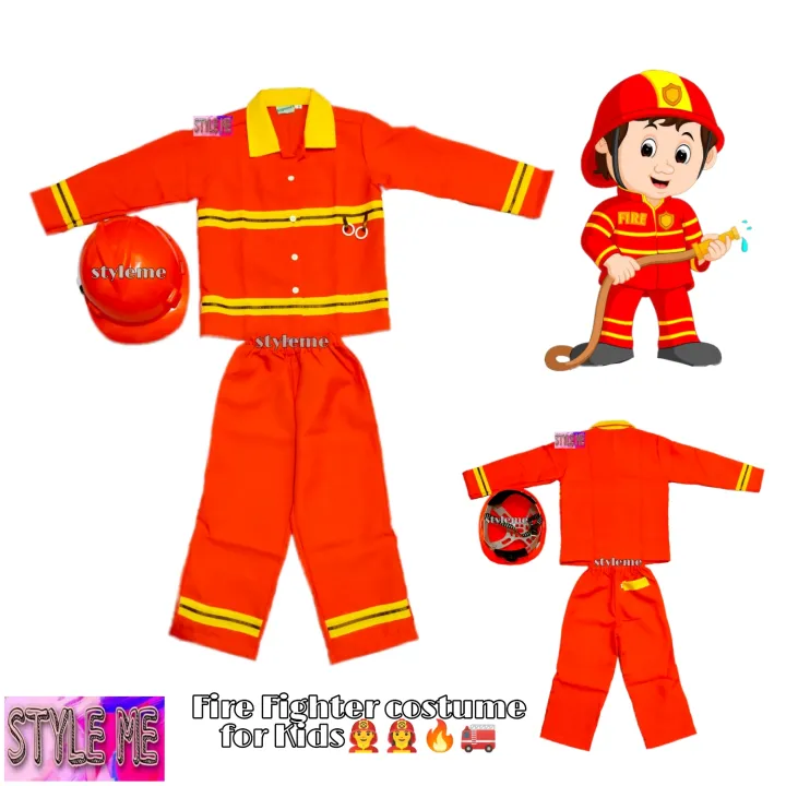 Fire Fighter / Firemen Uniform Occupation Complete Set Costume For Kids ...