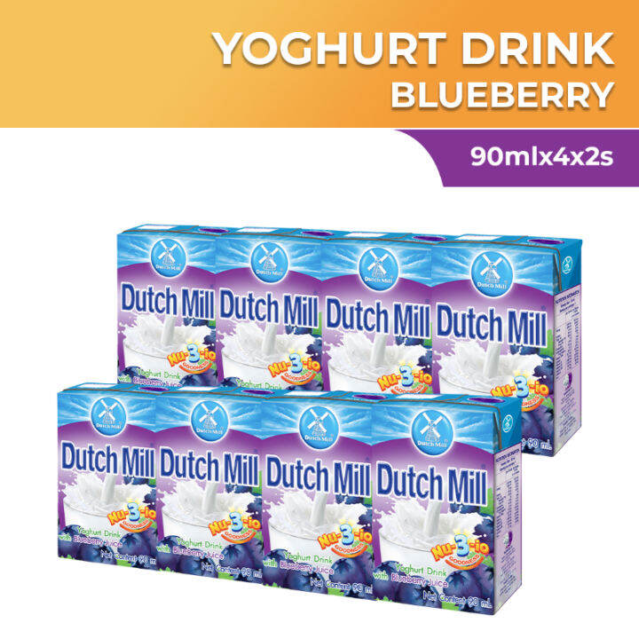 Dutch Mill Yoghurt Drink Blueberry Juice 90ml x 4 - Pack of 2 | Lazada PH