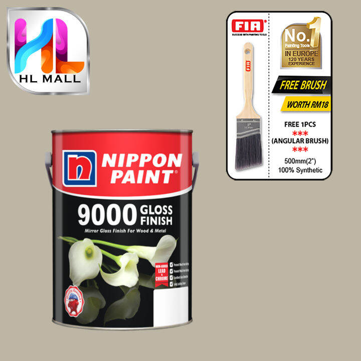 5L Nippon Paint 9000 Gloss Finish Wood & Metal Graystone 4012 T | Lazada