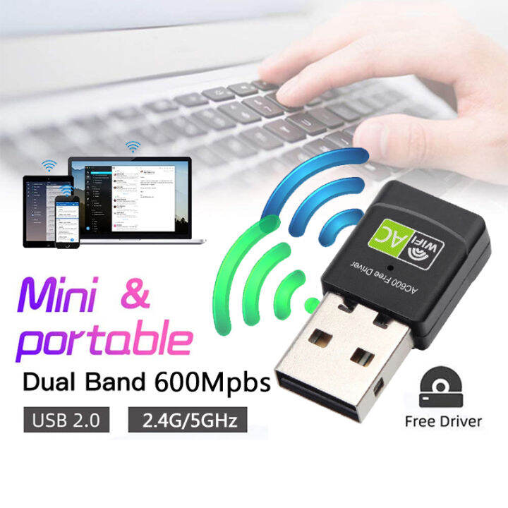 【Free Driver】AC600 Wifi Receiver & Transmit Adapter 600M 2.4G +5G USB ...
