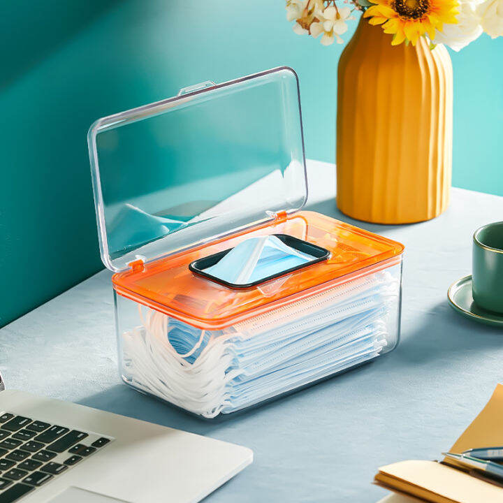 Transparent Mask Storage Box Multi-functional Dust-proof Tissue Storage ...