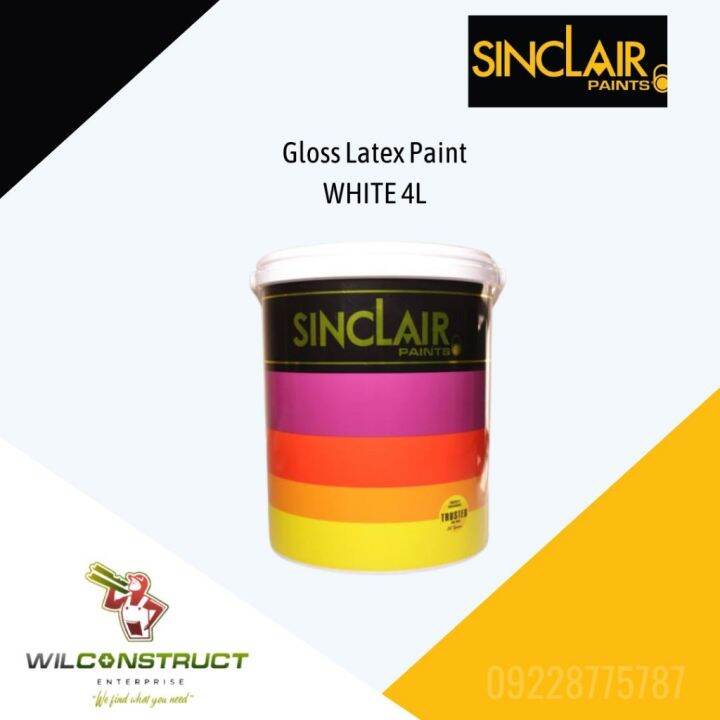 SINCLAIR GLOSS LATEX PAINT WHITE 4L 1L | Lazada PH