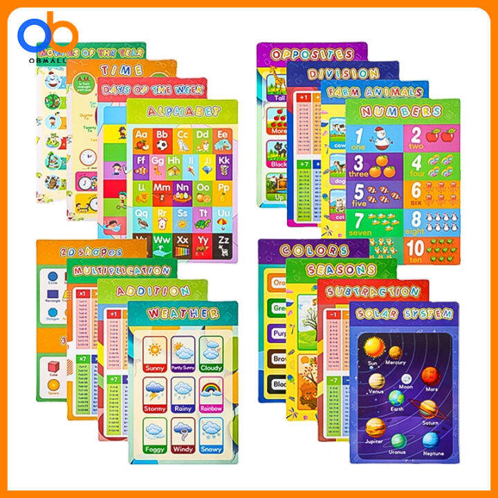16pcs Preschool Big Educational Posters Learning Wall Chart for Kids ...