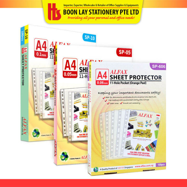 ALFAX Sheet Protector 11-Hole for A4 size documents (100pcs/box ...