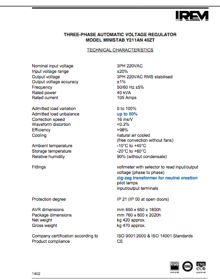 IREM Italy AVR 40KVA Automatic Voltage Regulator | Lazada PH