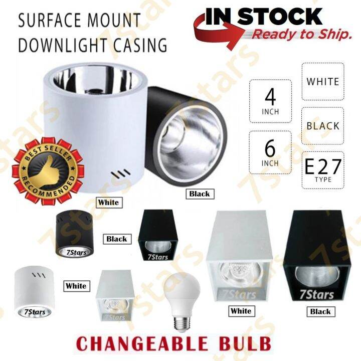 Surface Mounted Light Casing 4“ / 6" Ceiling Led - White / Black or ...