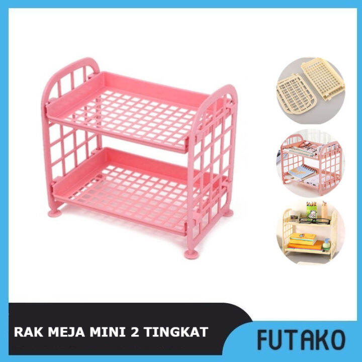Rak Plastik Susun Mini / Rak 2 Susun Mini / Rak Meja Serbaguna FUTAKO ...