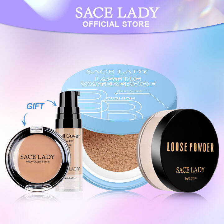 SACE LADY Waterproof Face Makeup Set 4PCS Oil Control Long Lasting Full ...
