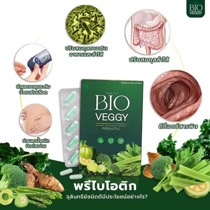 BIO VEGGY ผลิตภัณฑ์เสริมอาหาร 1 กล่อง 10 แคปซูล ไบโอเวจจี้ ขับถ่ายคล่อง ไฟเบอร์ ดีทอกซ์ วิตามิน ...