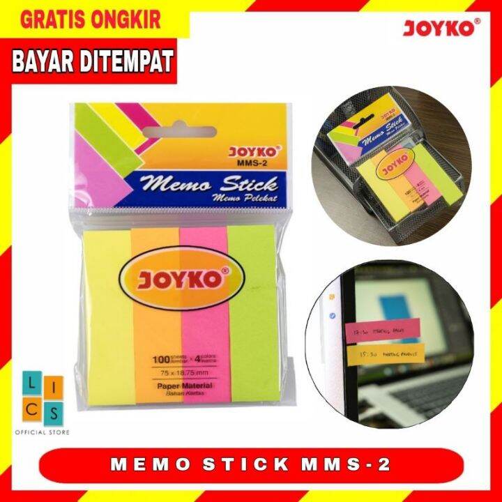 Memo Stick MMS-2 Joyko Sticky Note Notes Kertas Memo Tempel 4 Warna ...