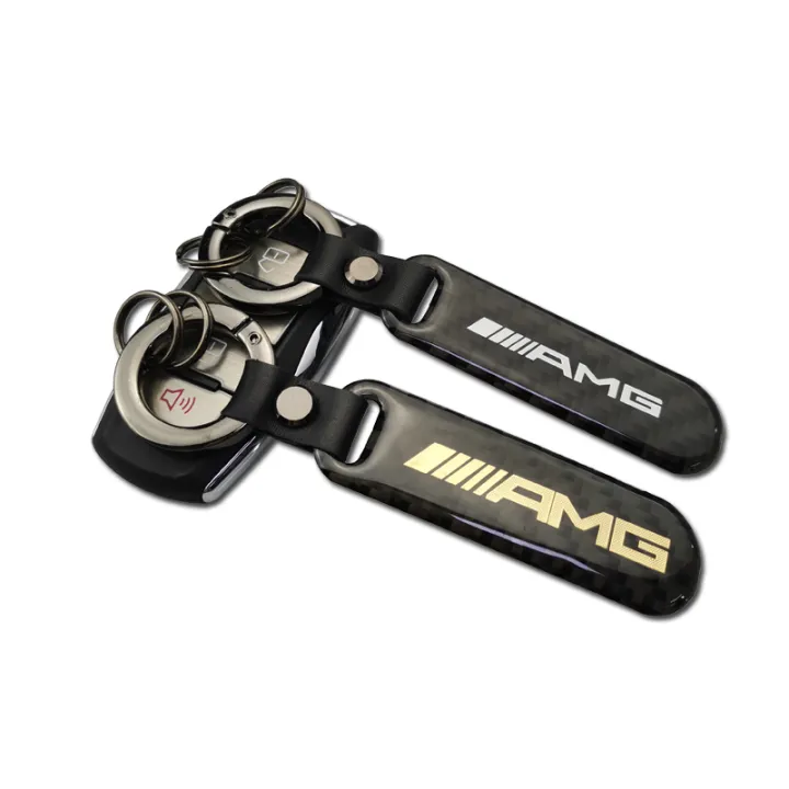 1ชิ้นแฟชั่นAMG Key Chainรถคาร์บอนไฟเบอร์Keyผู้ถือแหวนพวงกุญแจตกแต่ง ...