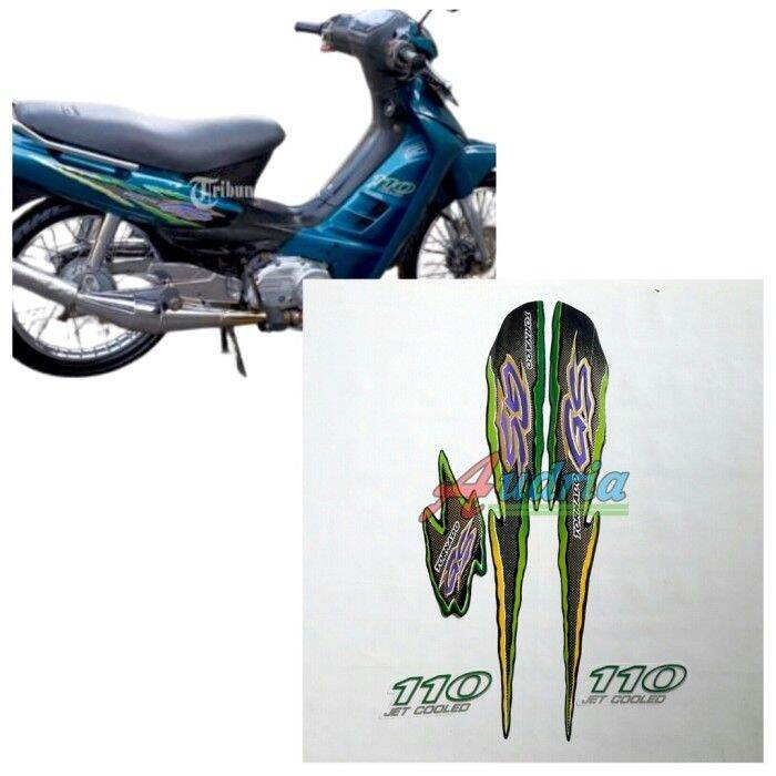 Striping stiker body motor Suzuki gs tornado 110 jet cooled 1997 hijau ...