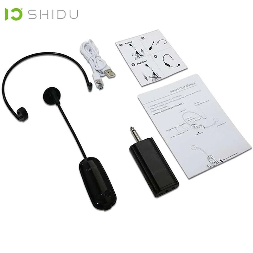 Shidu U9 UHF Wireless Microphones (6.5mm Big Aux Jack Headset/ Handheld ...
