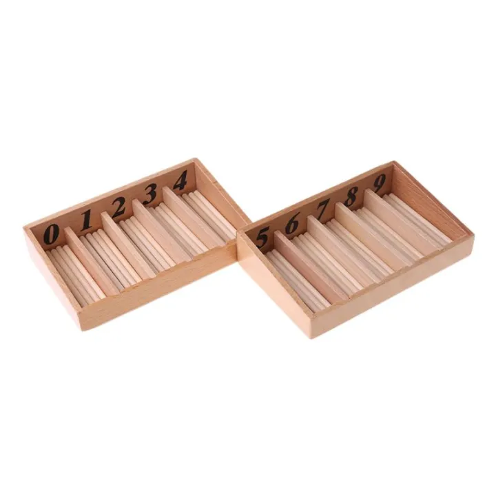 【Micheer】Montessori Wooden Spindle Box 45 Spindles Mathematics Counting ...