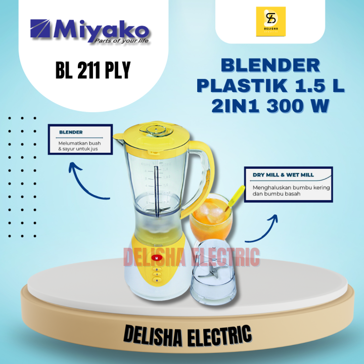 BLENDER PLASTIK MIYAKO BL-211 PLY MIYAKO BLENDER PLASTIK BL-151 BL-211 PLY 1,5 LITER 2IN1 ...
