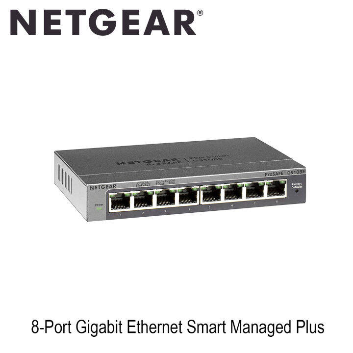 NETGEAR GS108E 8-Port Gigabit Smart Managed Plus Switch, ProSAFE ประกัน ...