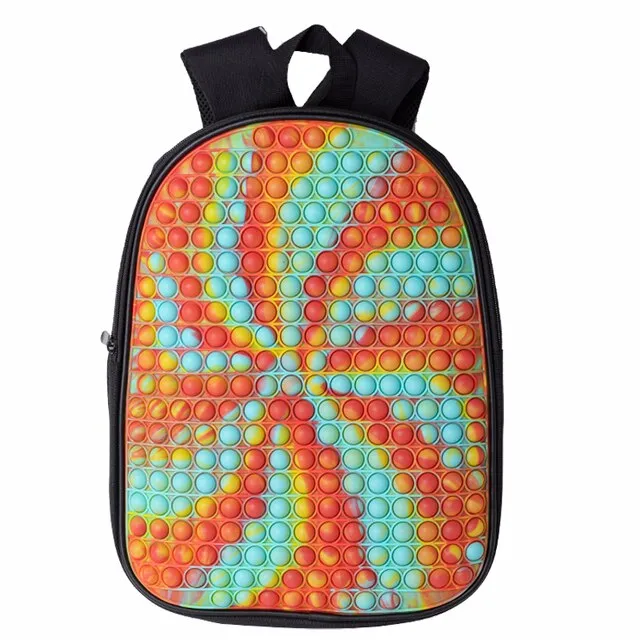 POP It Backpack Anime real Rainbow Color Push Bubble Teenager Laptop ...