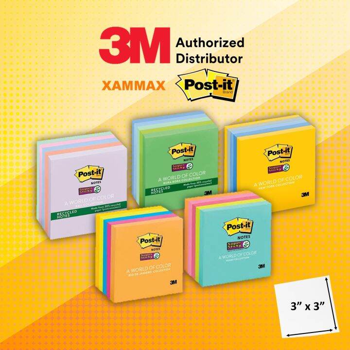 3M Post It - Super Sticky Note Cube 5 Colour Collection 3"x3" (90s x 5 ...