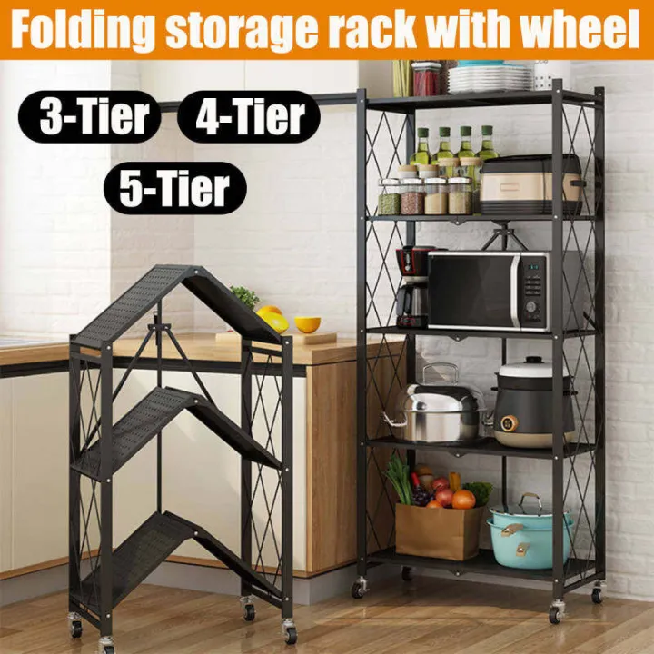 Multipurpose 3/4/5 Layer Foldable Steel Metal Rack Organizer Shelf ...