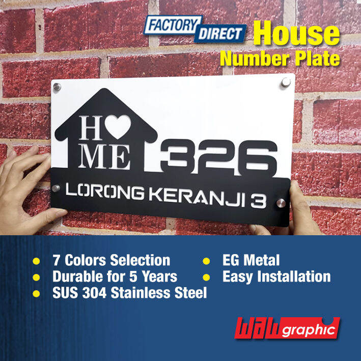 House Number Plate Nombor Rumah 门牌 Stainless Steel 304 白钢门牌 Series X107 ...