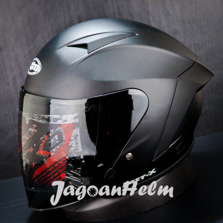 HELM EXXO JP15 | SOLID BLACK DOFF | HALF FACE MIRIP JP RR15 | Lazada ...