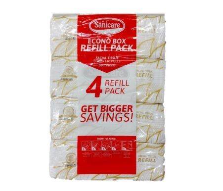 Sanicare Econo Box Premium Facial Tissue Refills (4 Packs) - 3 ply x ...