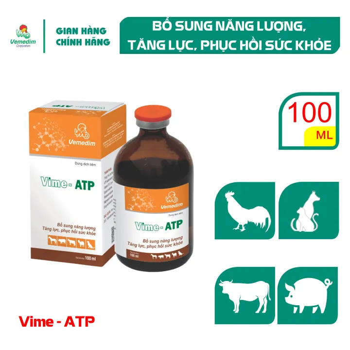 Vemedim Vime-ATP Phòng trị yếu cơ, mệt mỏi cho chó, mèo và gia súc ...
