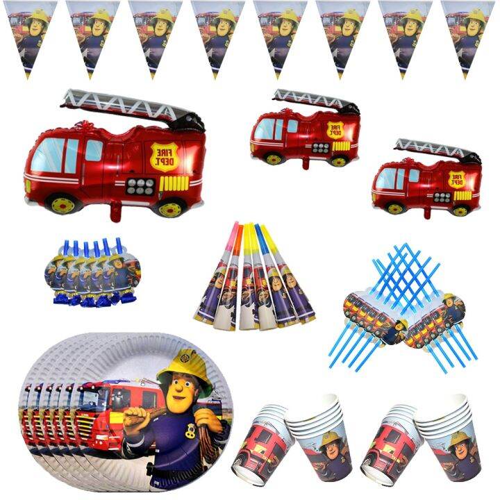 Fireman Sam birthday disposable tableware set theme paper cup plate ...