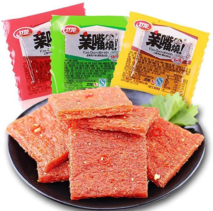 ขนมล่าเถียวแบบแผ่น ขนมรสเผ็ด ขนมกินเล่น ชาลิ้นสไตล์เสฉวน 20g 卫龙亲嘴烧（鸡汁味) Malamart | Lazada.co.th