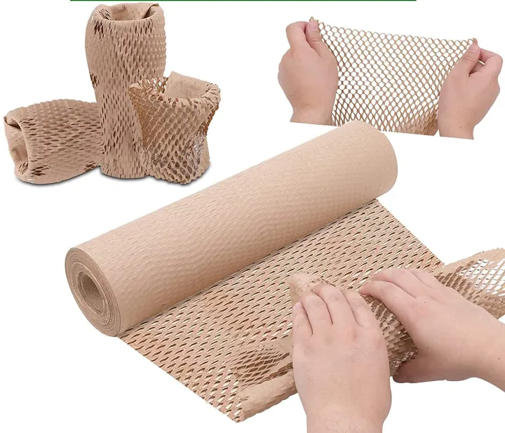 50 Meters Honeycomb BROWN Paper Wrapper Cushioning & White Interleaf ...