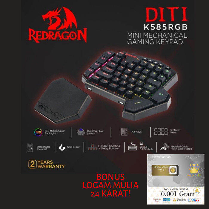 Keypad Redragon Mini Mechanical Gaming & USB Hub RGB DITI - K585RGB ...