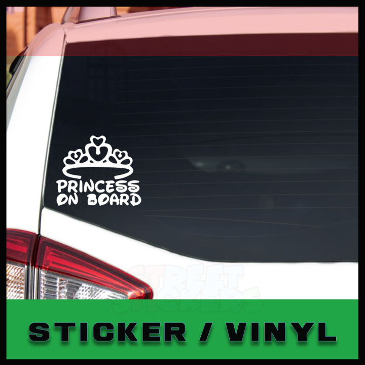 Princess On Board Cute Crown Car Stickers Windshield Body Vinyl Baby On ...