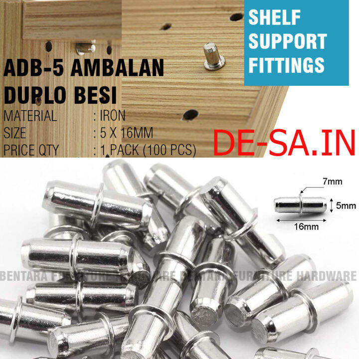 100 x Duplo Besi 5MM x 16MM - Penopang Ambalan Shelf Support System ...