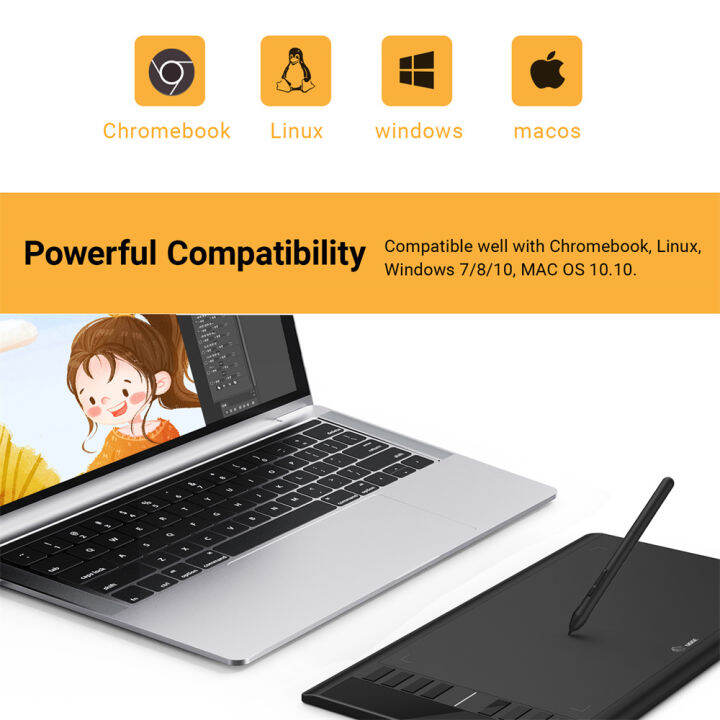 UGEE M708 Graphics Drawing Tablet 10X6Inch Digital Tablet with 8 ...