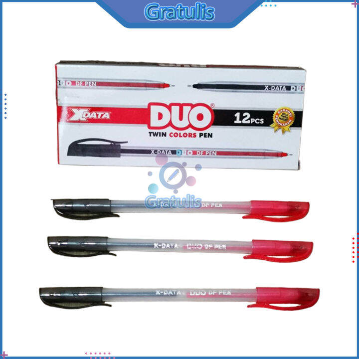 PULPEN XDATA DUO [1 PACK] / BOLPEN 2 WARNA 1 PAK / BALLPOINT DUO TWIN COLORS PEN 1 BOX / ALAT ...