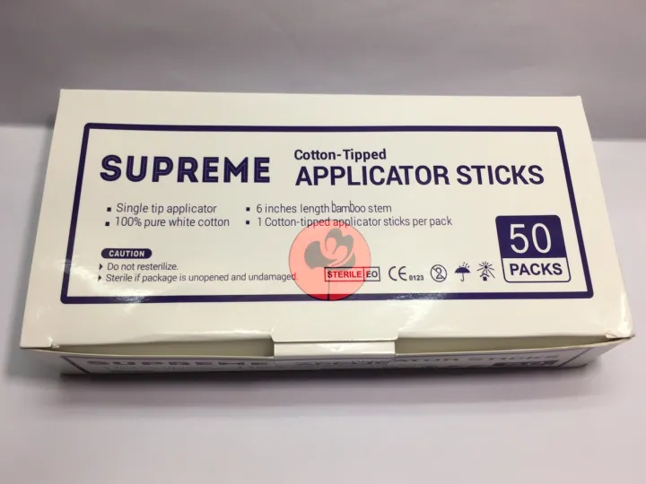 Supreme Cotton Applicator Stick Sterile Big tip/head 100 pcs (50 pks X ...