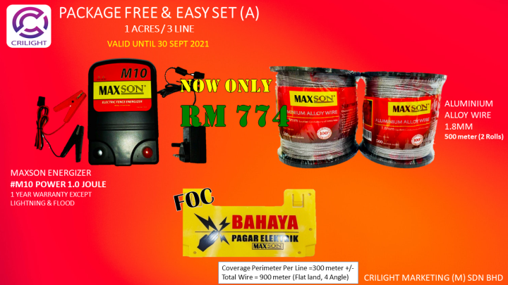 PACKAGE FREE & EASY SET (A) 1 ACRES / 3 LINE (ALUMINIUM ALLOY WIRE) FOC ...